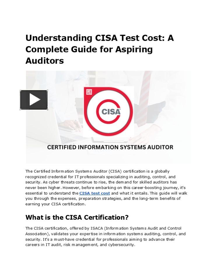 PPT – Understanding the CISA Test Cost and Fees PowerPoint presentation ...