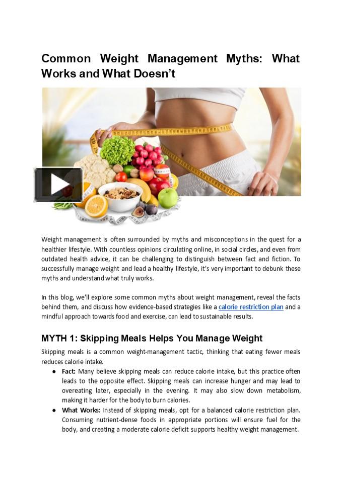 Common Weight Management Myths: What Works and What Doesn’t ...