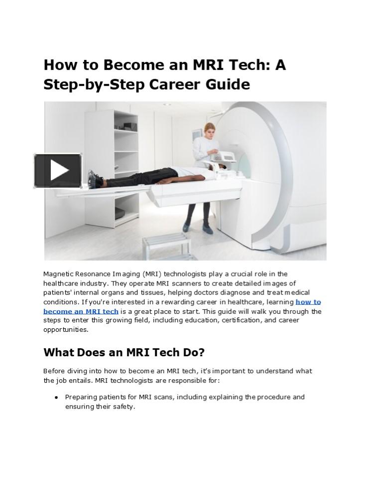 How to Become an MRI Tech: A Step-by-Step Guide presentation | free to ...