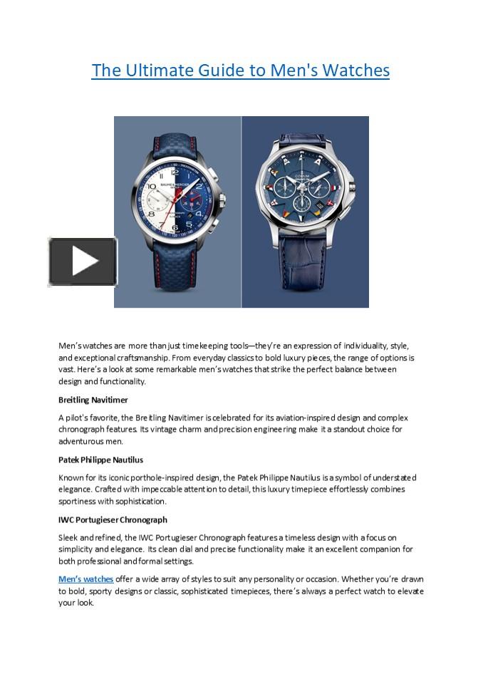 The Ultimate Guide to Mens Watches presentation | free to download
