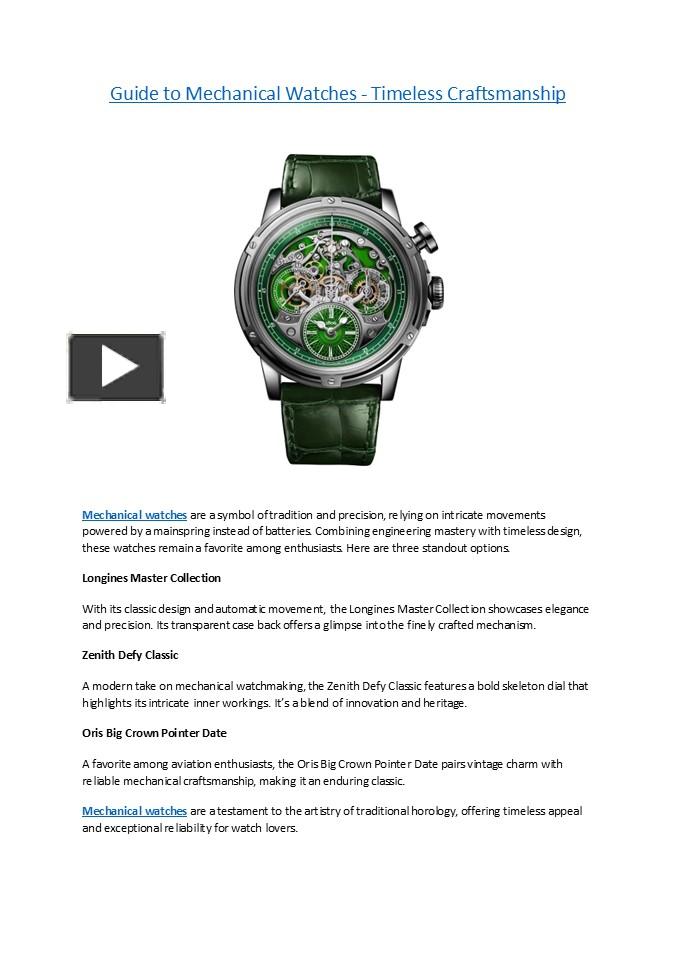 PPT – Guide to Mechanical Watches - Timeless Craftsmanship PowerPoint ...
