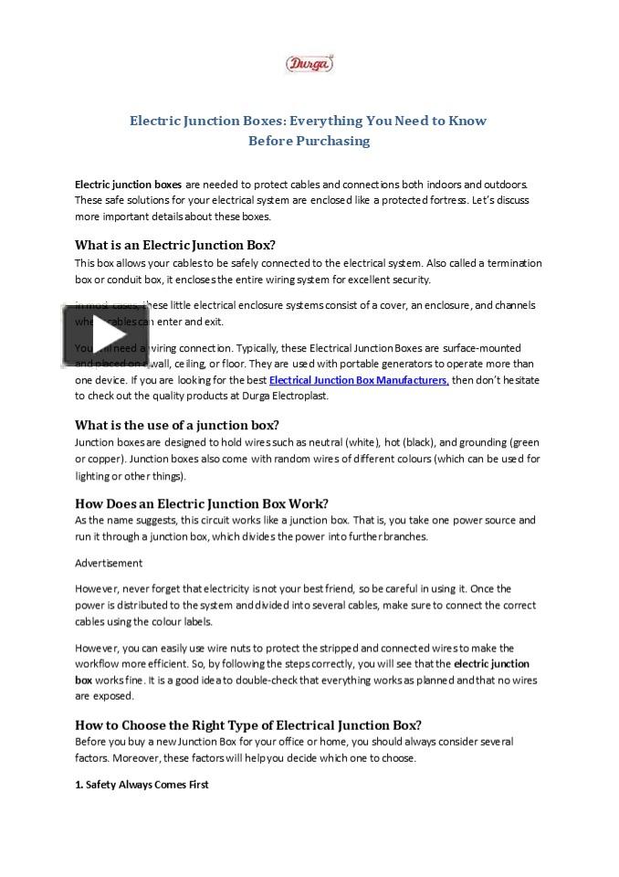 PPT – Electric Junction Boxes: Everything You Need to Know Before ...