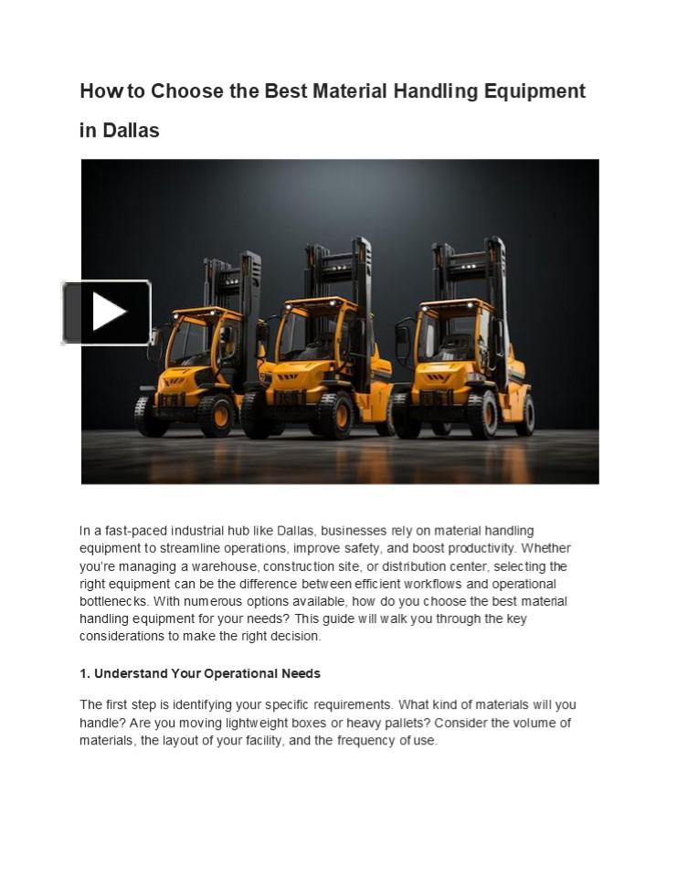 How to Choose the Best Material Handling Equipment in Dallas ...