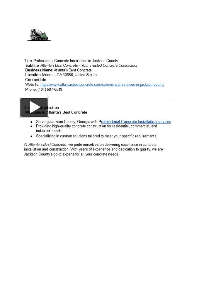PPT – Professional Concrete Installation in Jackson County PowerPoint ...