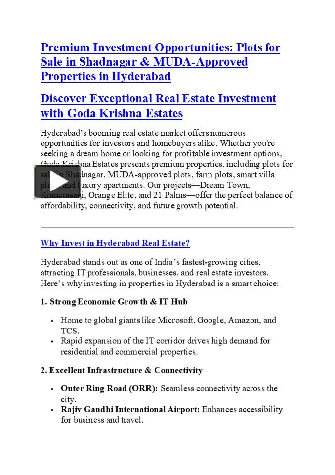 PPT – Farm Plots For Sale | Investment in Hyderabad (1) PowerPoint ...