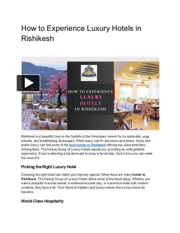 PPT – How to Experience Luxury Hotels in Rishikesh PowerPoint ...