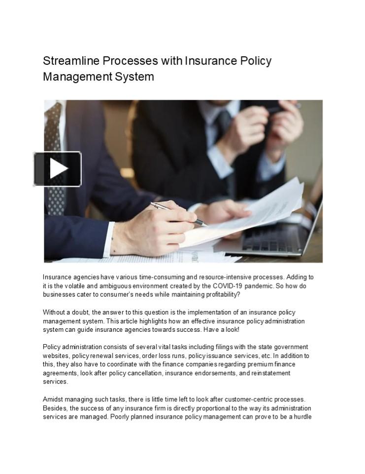 PPT – Optimize Processes using Insurance Policy Management System ...