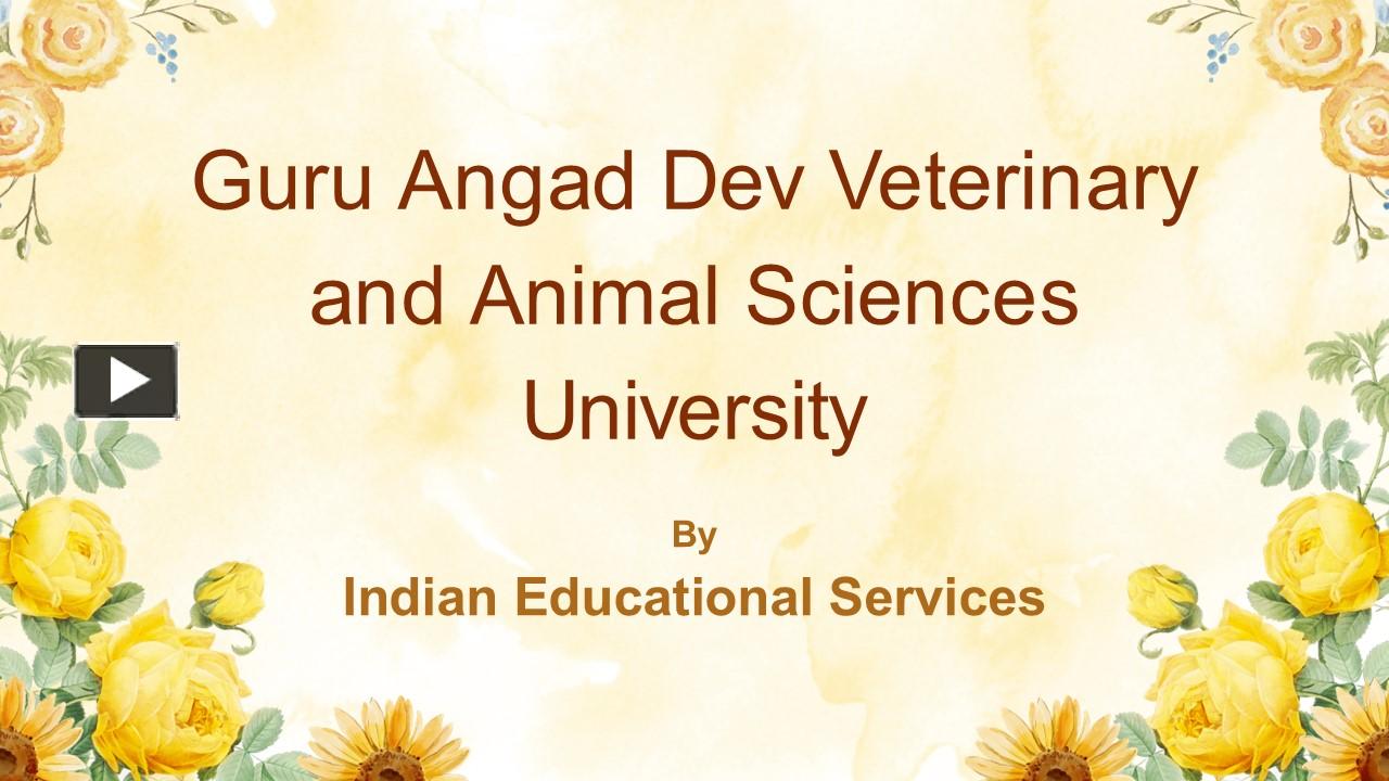 PPT – Guru Angad Dev Veterinary and Animal Sciences University ...