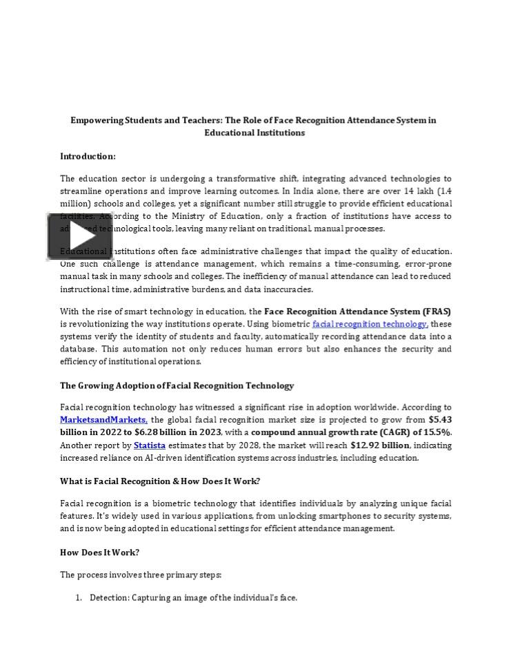 PPT – Empowering Education with AI: Face Recognition Attendance Systems ...