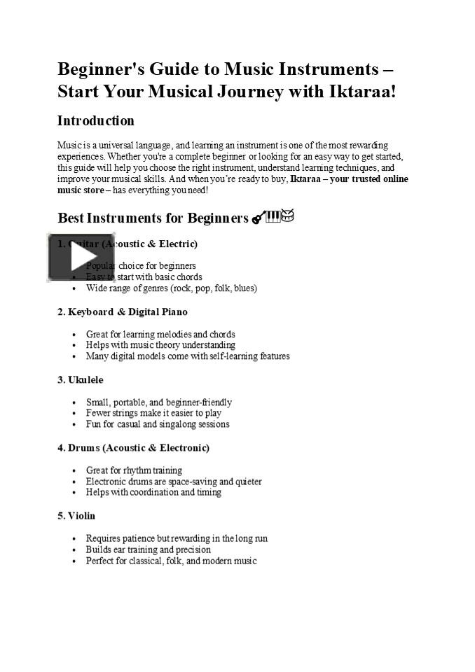 PPT – How to choose your Music Instrument- Iktaraa PowerPoint ...