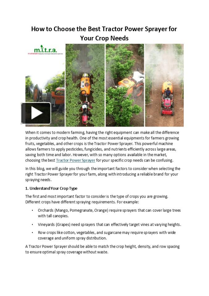 How to Choose the Best Tractor Power Sprayer for Your Crop Needs ...