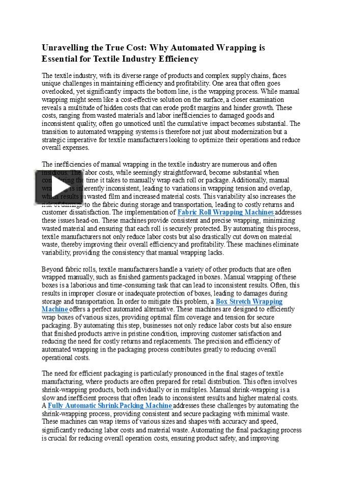 PPT – Unravelling the True Cost: Why Automated Wrapping is Essential ...