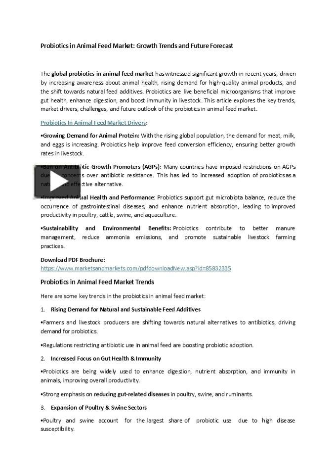 PPT – Probiotics in Animal Feed Market: Growth Trends and Future ...