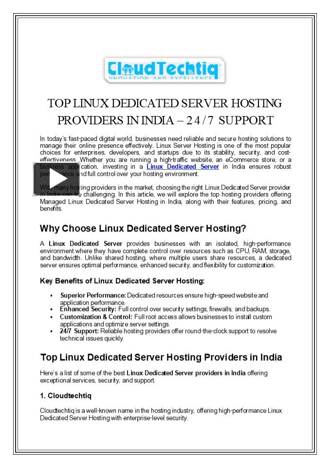 PPT – Linux Dedicated Server in India PowerPoint presentation | free to ...