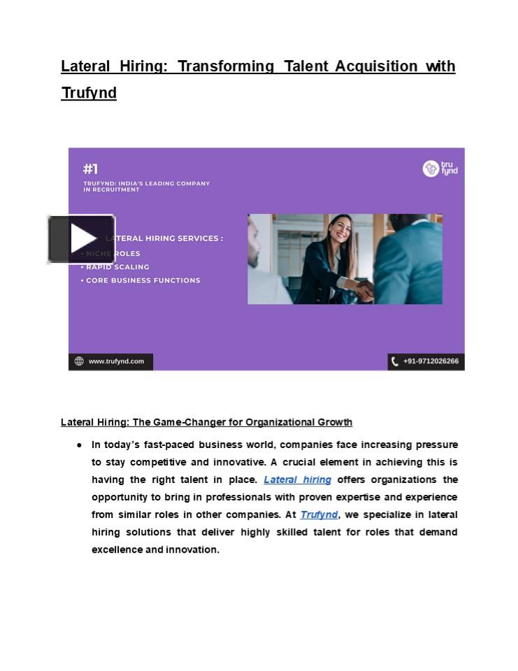 PPT – Lateral Hiring: Transforming Talent Acquisition with Trufynd ...