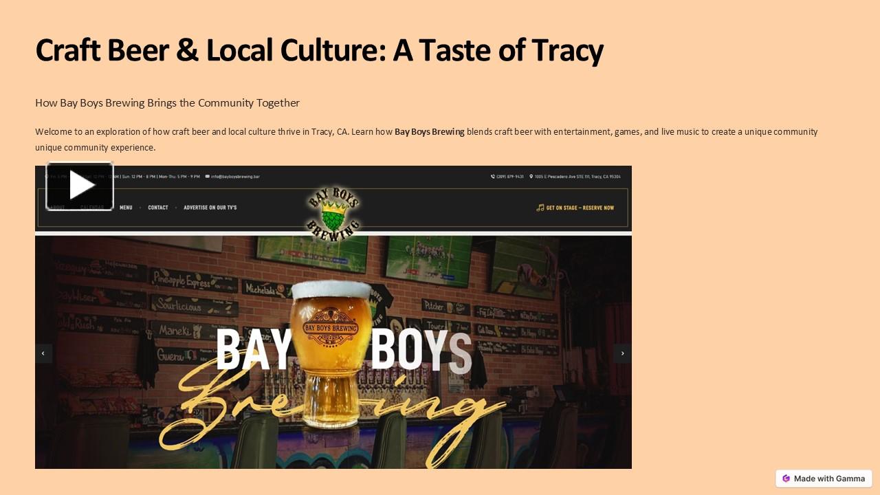 PPT – Craft Beer & Local Culture: A Taste of Tracy PowerPoint ...