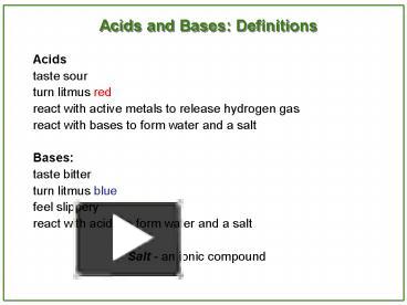 PPT – Acids PowerPoint presentation | free to view - id: 9c9fa-OTA5Z