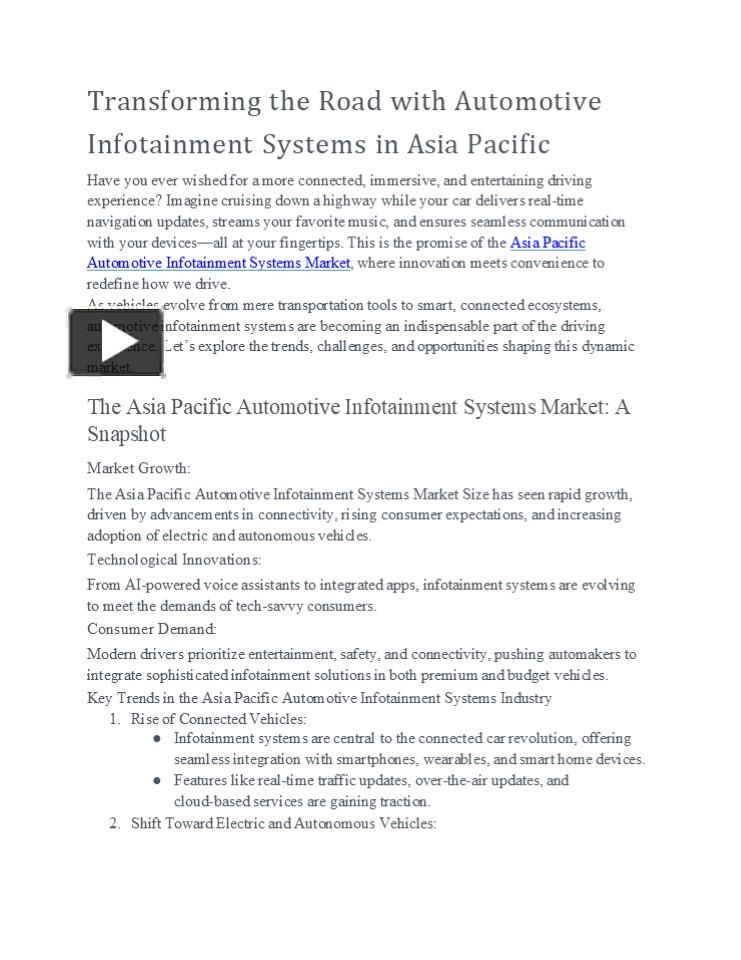 PPT – Transforming the Road with Automotive Infotainment Systems in ...
