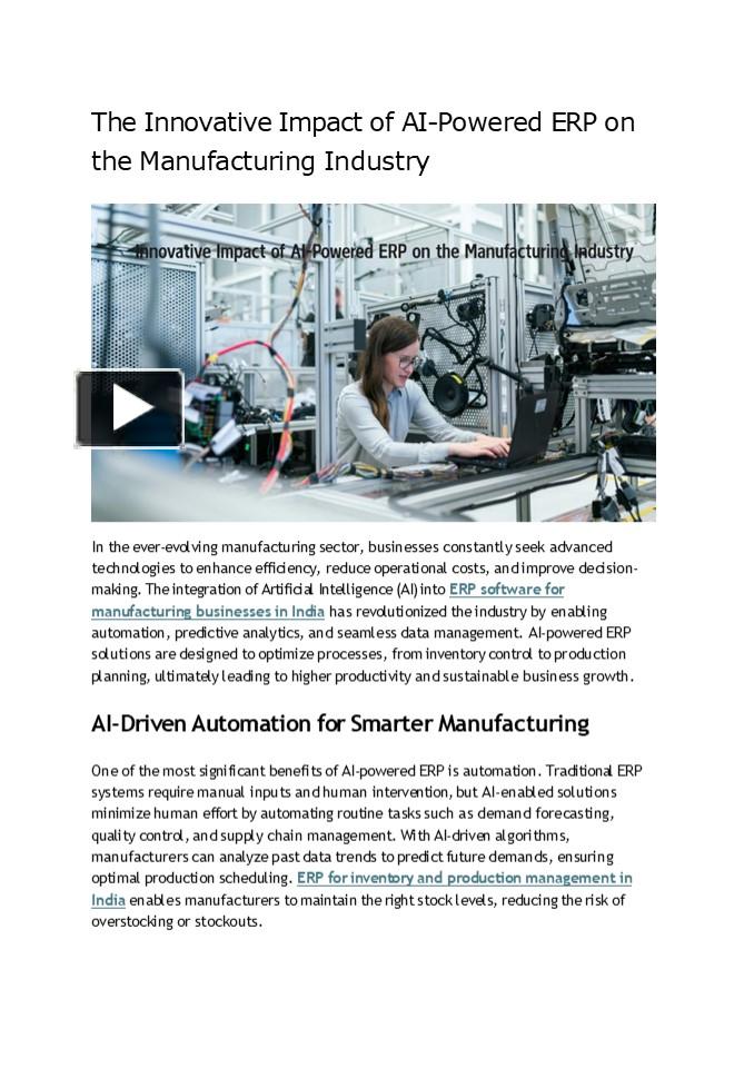 PPT – The Innovative Impact of AI-Powered ERP on the Manufacturing ...