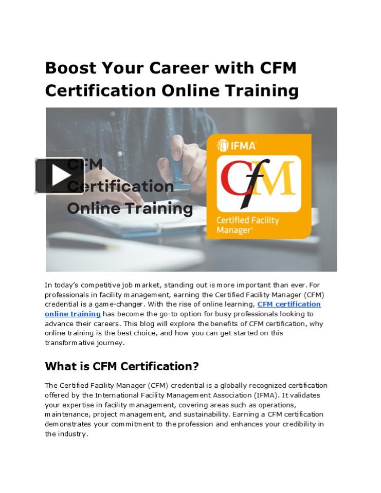 PPT – Master Facility Management with CFM Certification Online Training ...