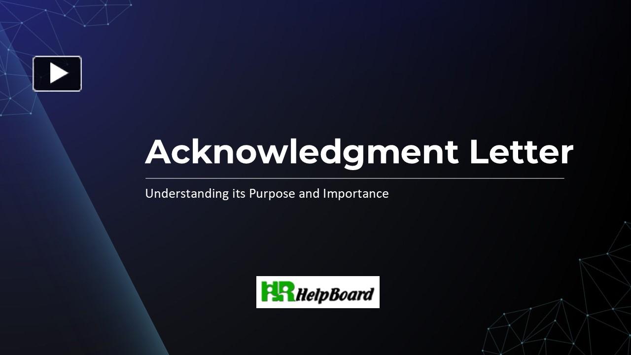 PPT – Acknowledgement Letter Sample PowerPoint presentation | free to ...