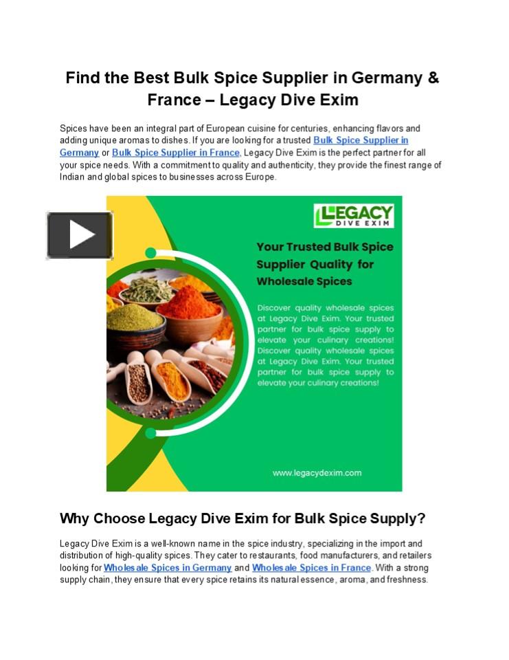 PPT – Find the Best Bulk Spice Supplier in Germany & France – Legacy ...