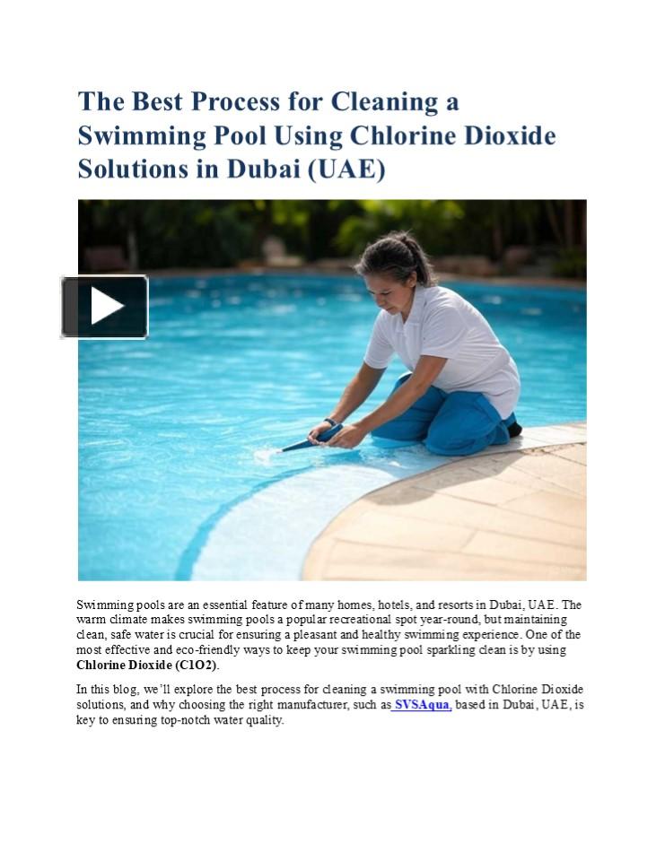 The Best Process for Cleaning a Swimming Pool Using Chlorine Dioxide ...