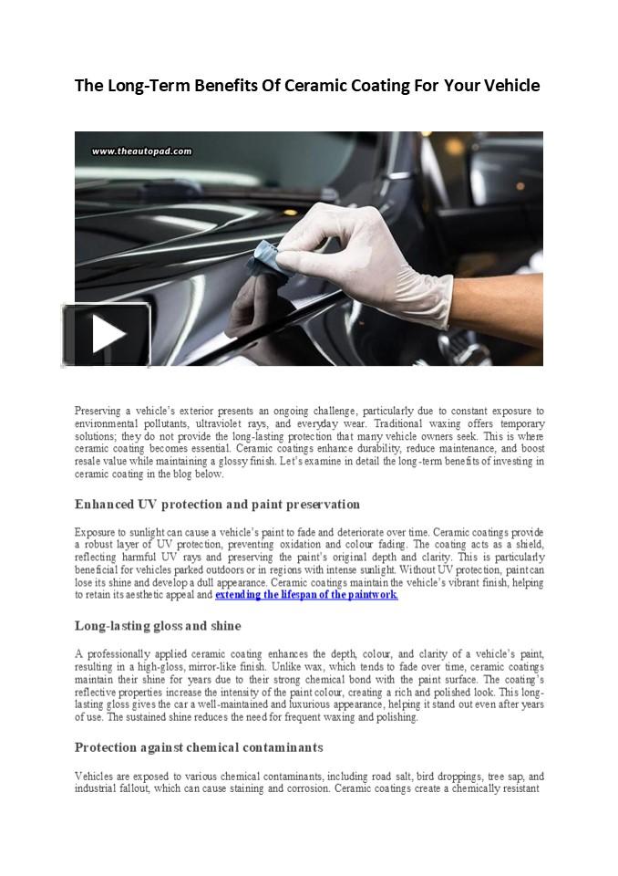 PPT – The Long-Term Benefits Of Ceramic Coating For Your Vehicle ...