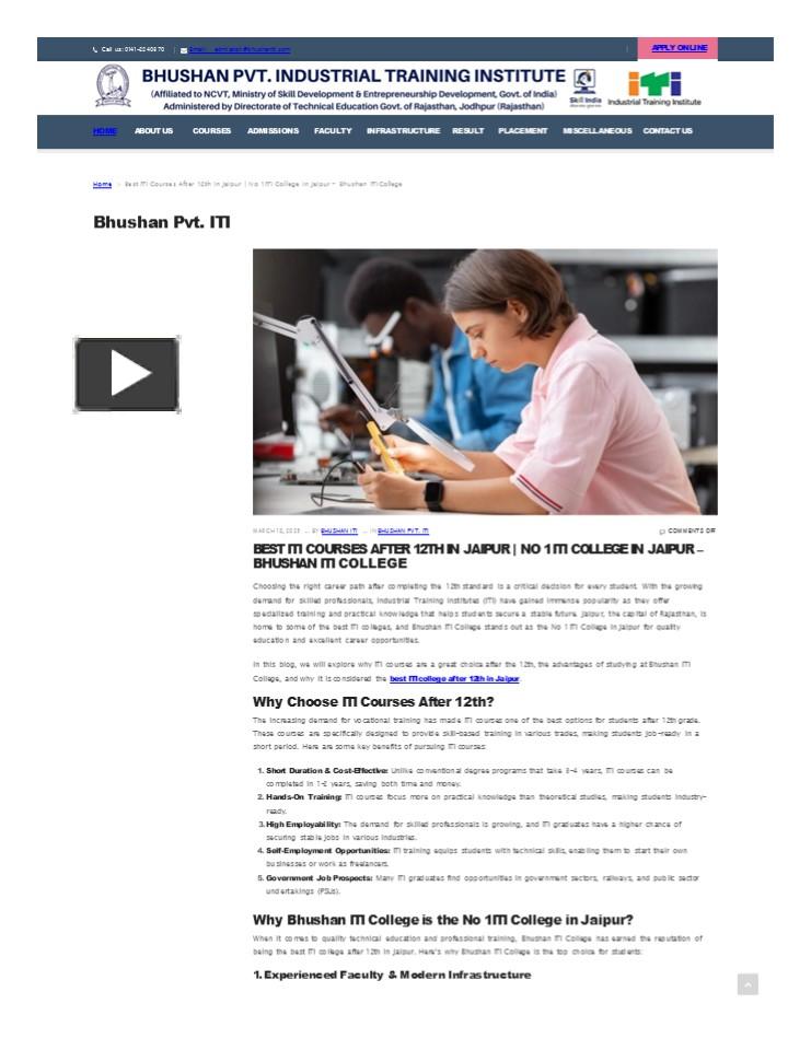 PPT – ITI College for Girls in Rajasthan - Bhushan ITI PowerPoint ...