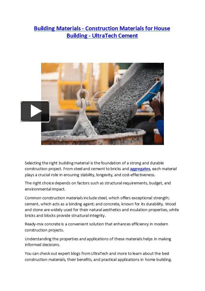 PPT – Building Materials - Construction Materials for House Building ...