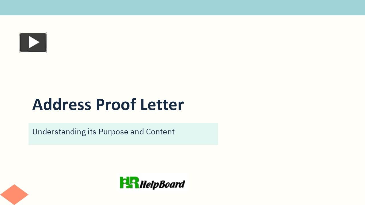 PPT – Address Proof Letter Format PowerPoint presentation | free to ...