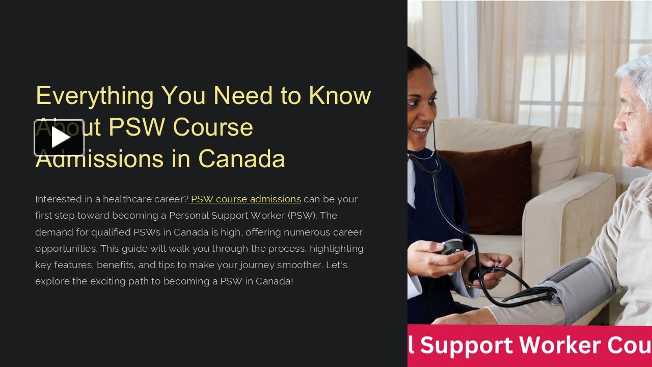 PPT – Top PSW Course Admissions in Canada: A Guide for International ...