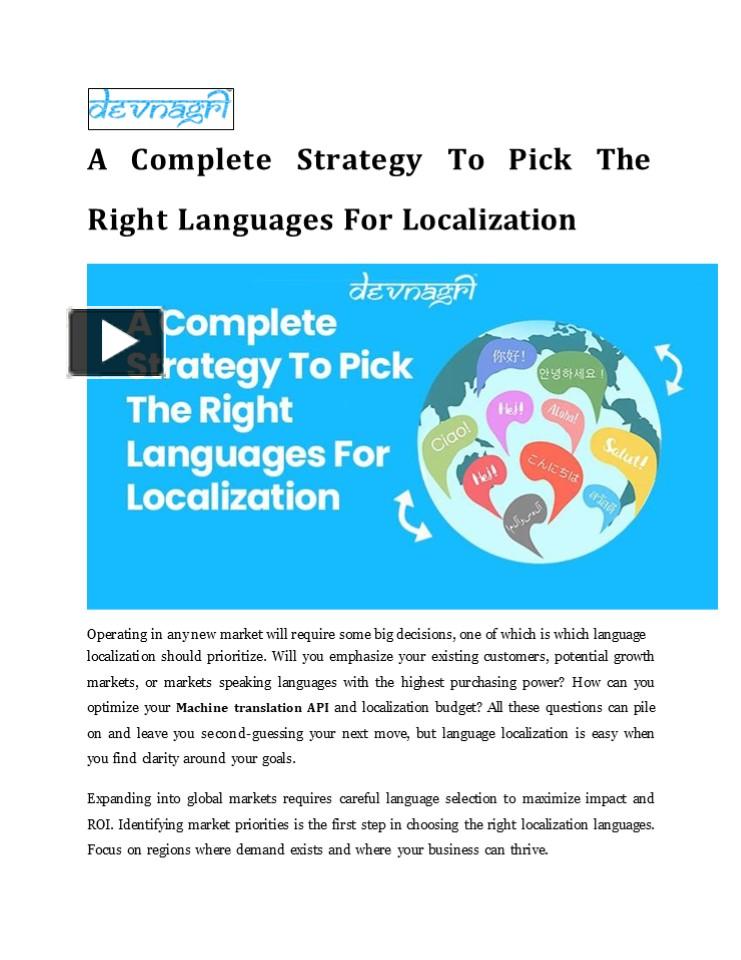 PPT – A Complete Strategy To Pick The Right Languages For Localization ...