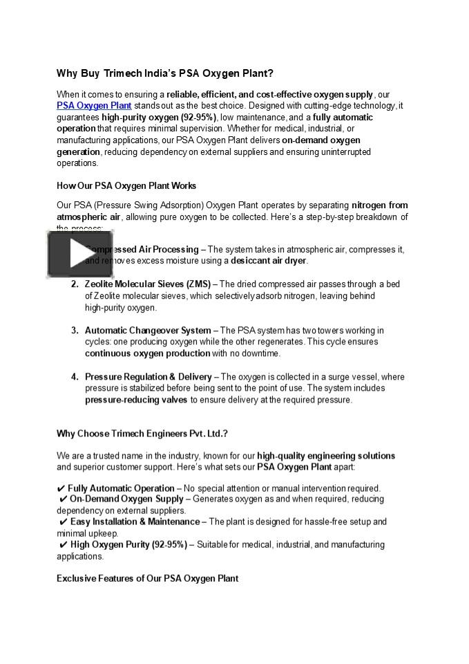 PPT – Why Buy Trimech India’s PSA Oxygen Plant? PowerPoint presentation ...