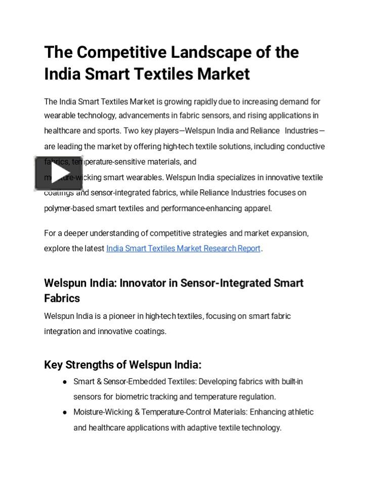 PPT – The Competitive Landscape of the India Smart Textiles Market ...