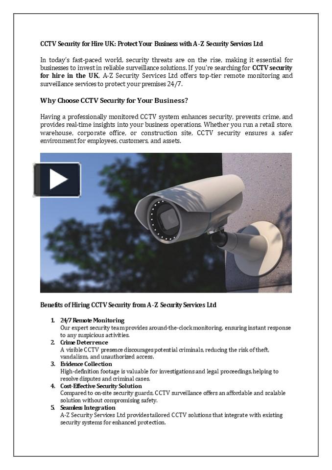 PPT – CCTV Security for Hire UK PowerPoint presentation | free to ...