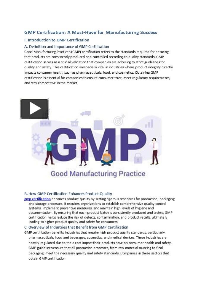 PPT – gmp certification PowerPoint presentation | free to download - id ...
