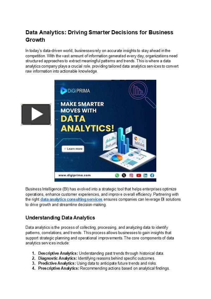 PPT – Data Analytics: Driving Smarter Decisions for Business Growth ...