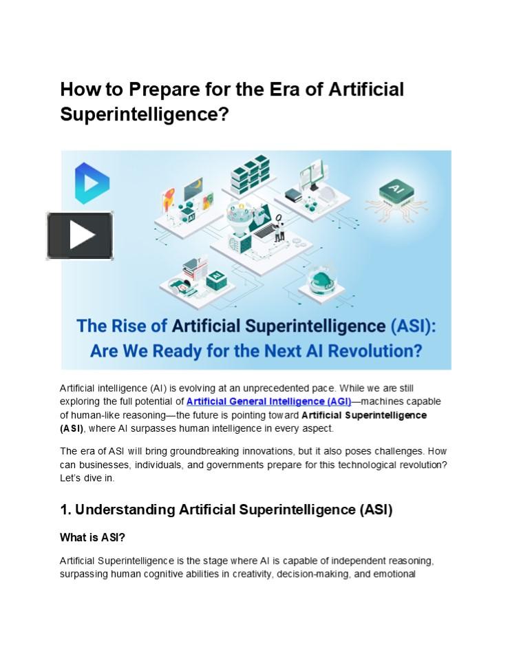 How to Prepare for the Era of Artificial Superintelligence ...