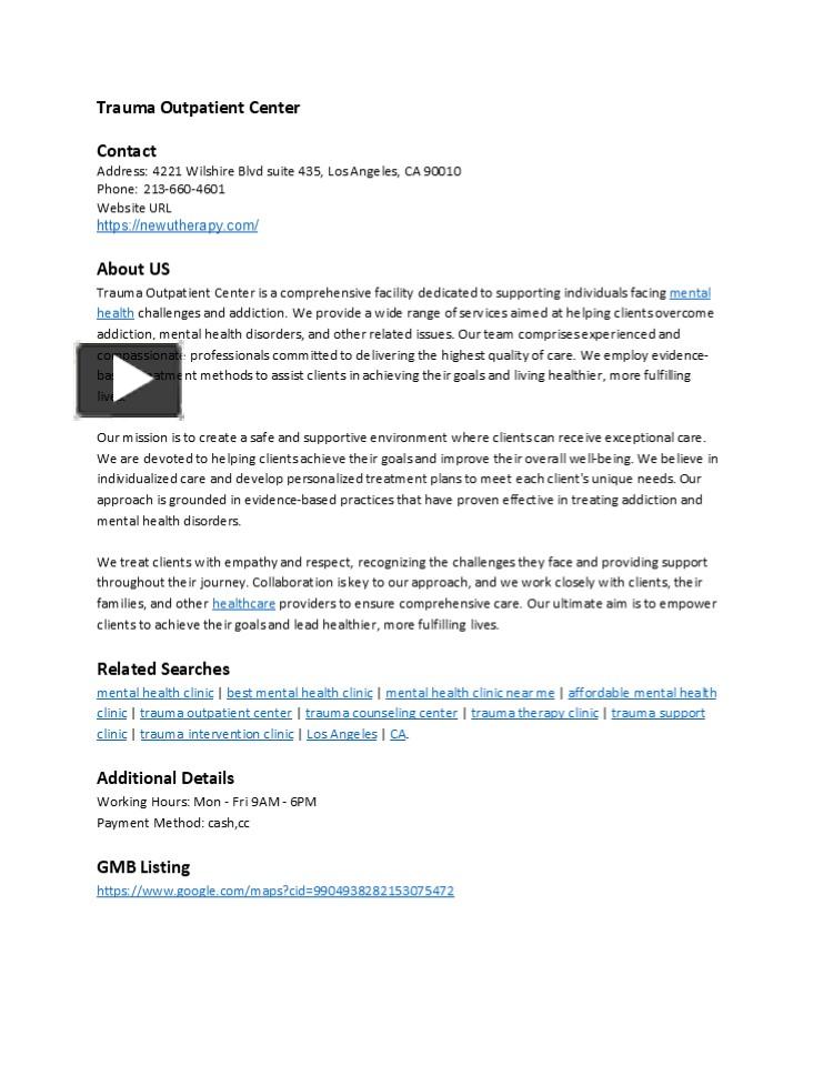 PPT – Trauma Outpatient Center PowerPoint presentation | free to ...