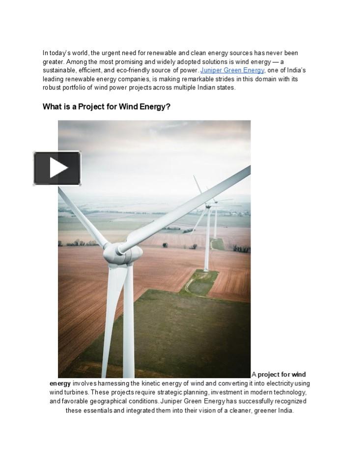 Project for wind energy | Juniper Green Energy presentation | free to ...