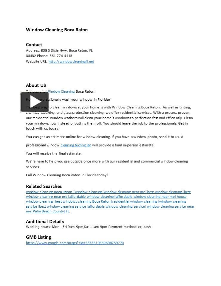 Window Cleaning Boca Raton presentation | free to download