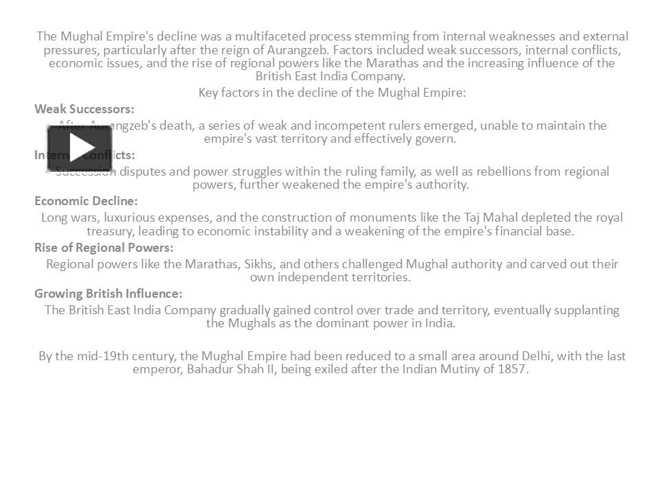 PPT – Down fall of Moghal Empire, Sem III, Indian History and Culture ...