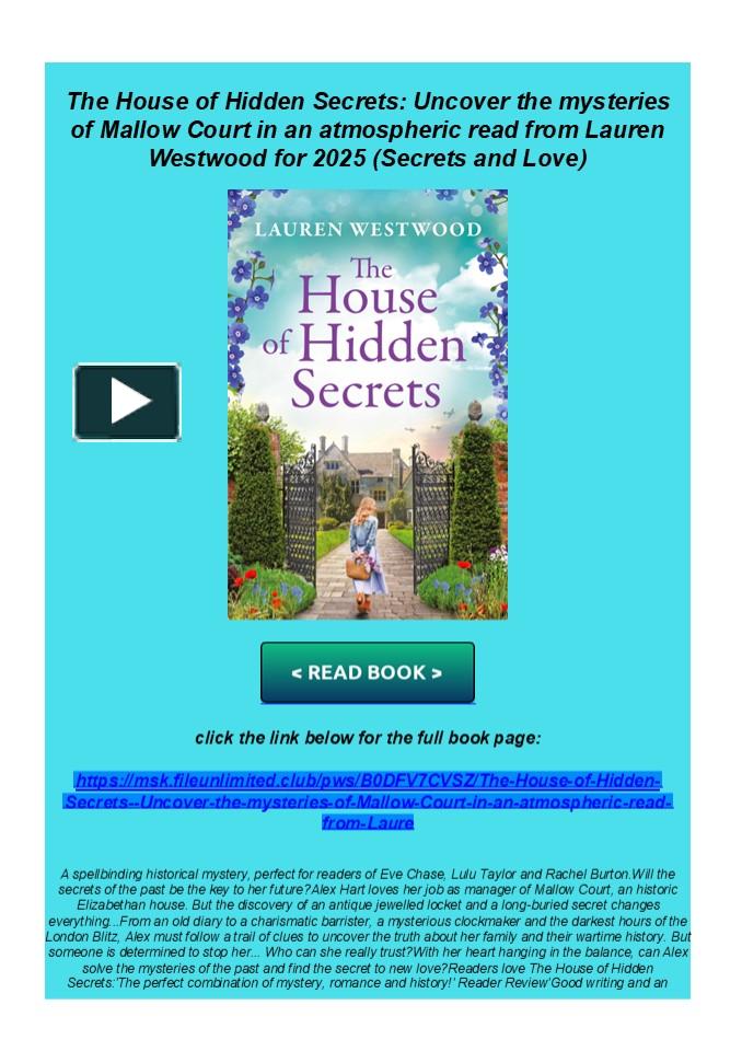 read pdf The House of Hidden Secrets: Uncover the mysteries of Mallow ...