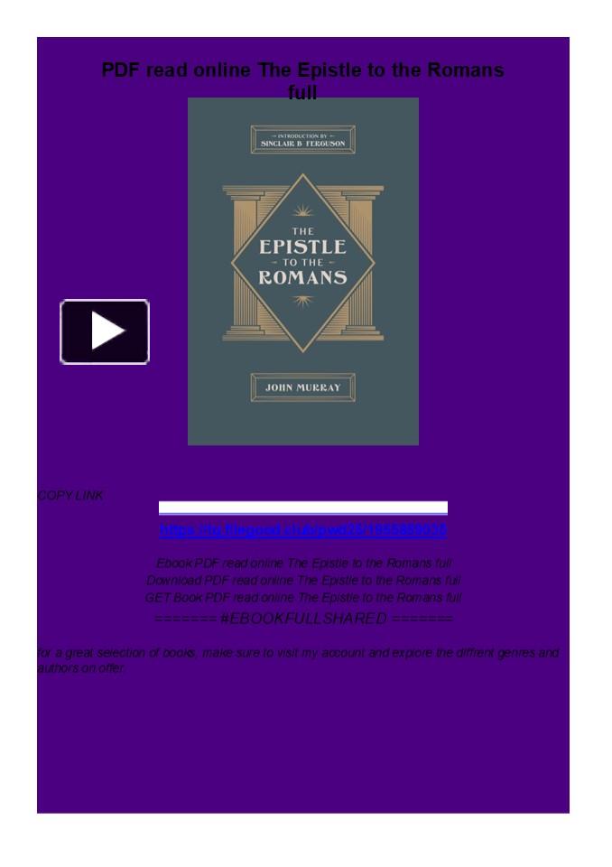 PDF read online The Epistle to the Romans full presentation | free to ...