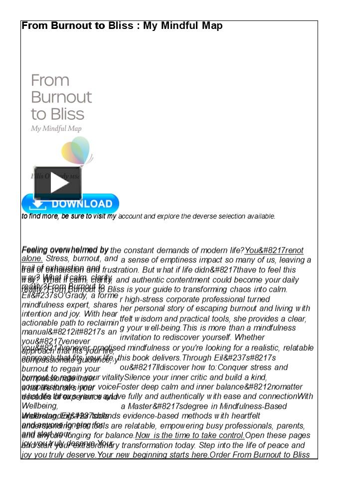PPT – Kindle Book From Burnout to Bliss : My Mindful Map PowerPoint ...