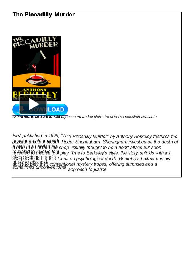 PPT – PDF The Piccadilly Murder PowerPoint presentation | free to ...