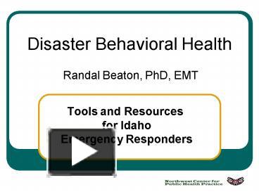 Disaster Behavioral Health presentation | free to download