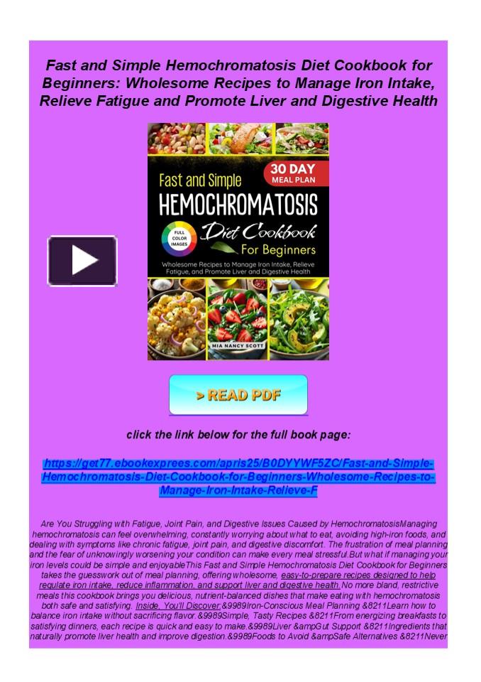 READ Fast and Simple Hemochromatosis Diet Cookbook for Beginners ...