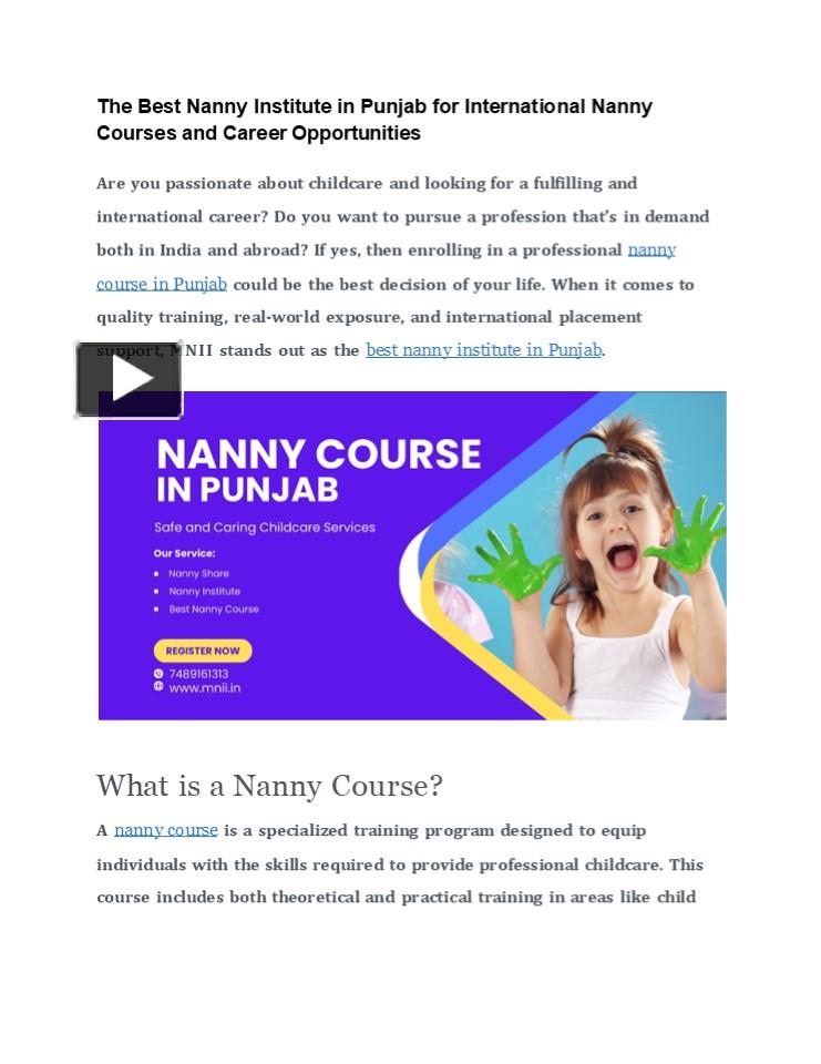 Best Nanny Course in Punjab | Top Nanny Institute for Career Growth ...